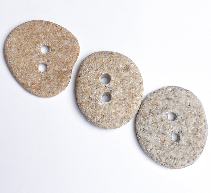 Beach Stone Buttons, Three Sandy-Light Oval-Roundish 1-1/8" # BCH-111 ...