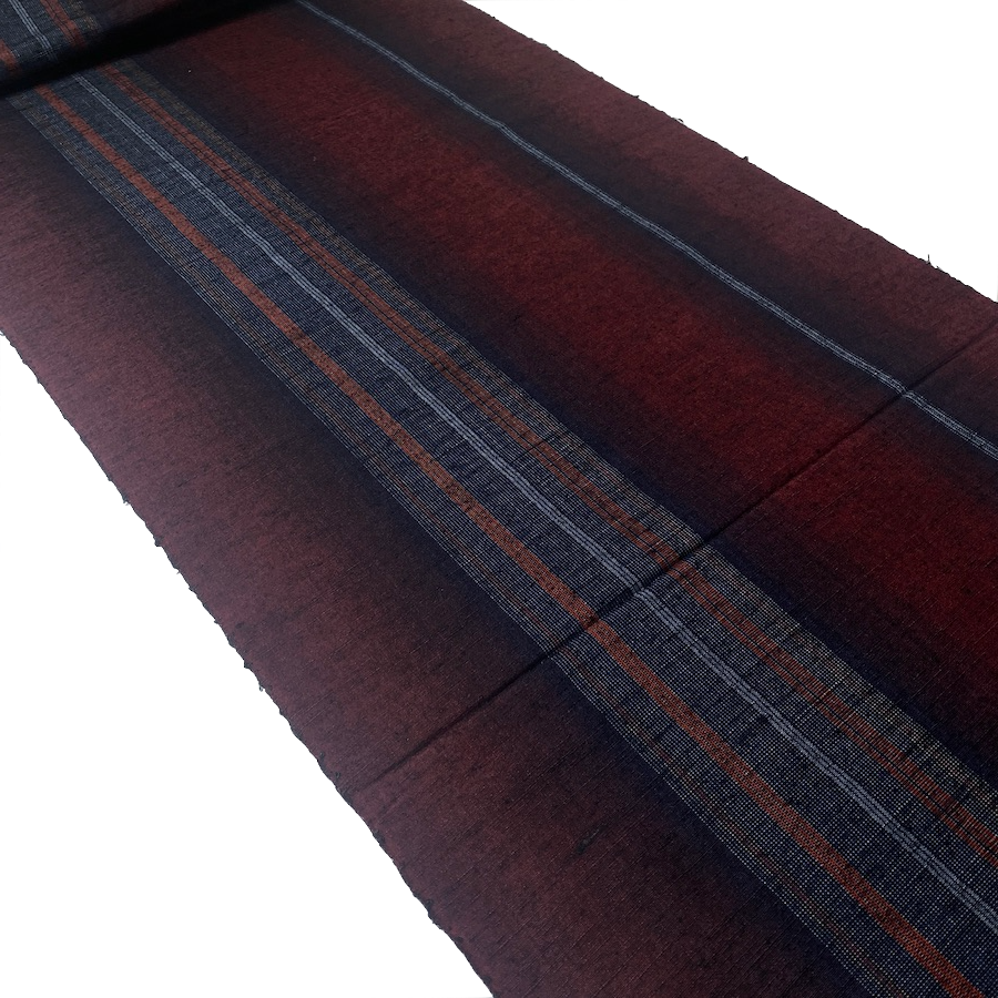 Intense Dark Plum/Indigo Ombre Melted Stripes, Handwoven Rustic Slubby ...