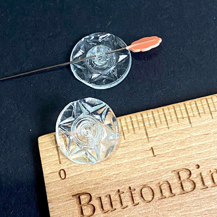 Star Shine Shank Back, 3/4" / 19mm Vintage Clear Glass Buttons, Pack o ...