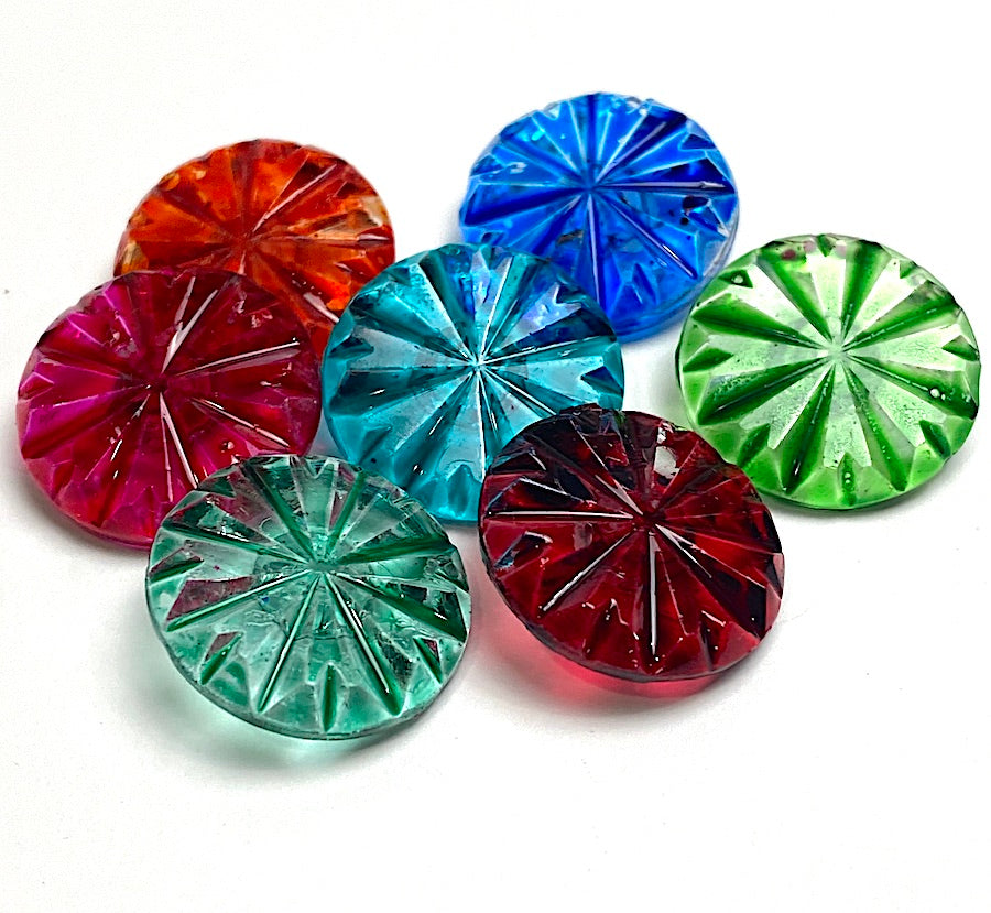 Color Mix of SEVEN Hand Painted Vintage Czech Glass Crystal Shank Back ...