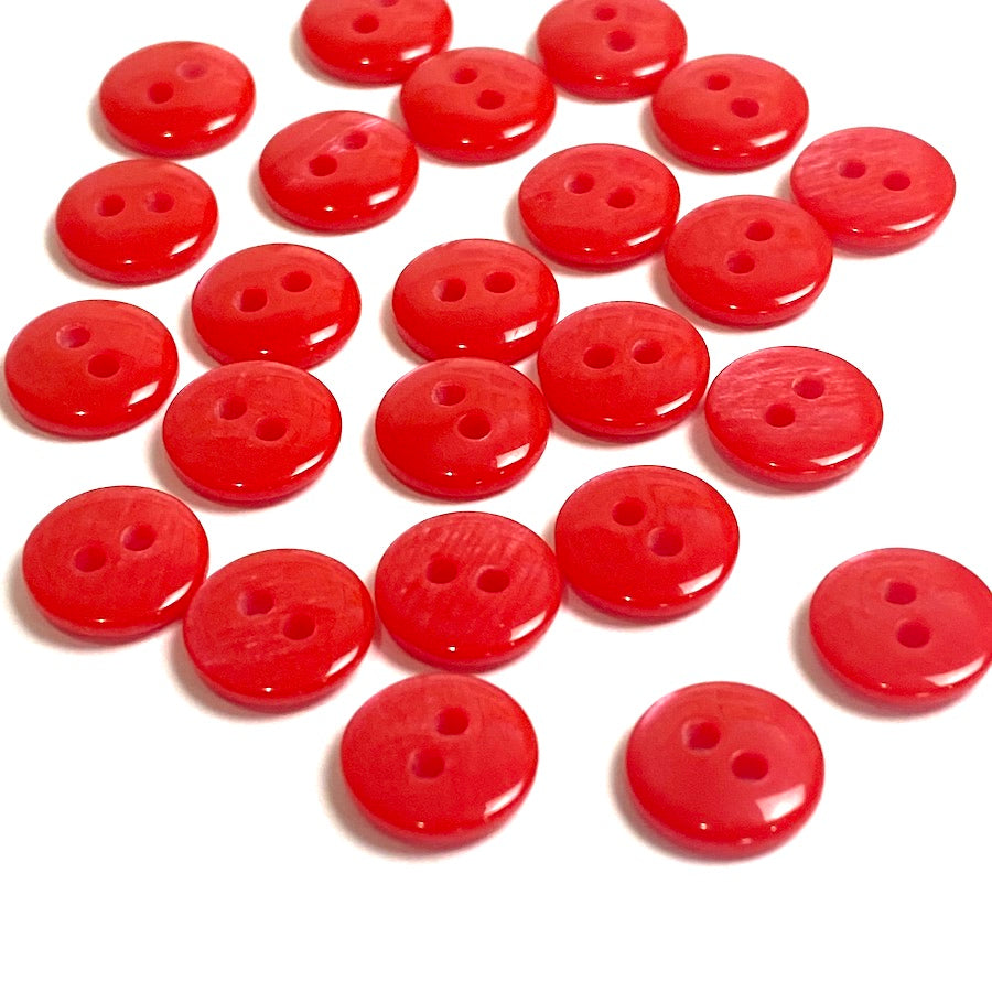 Pack of 24 Faux MOP Shell 2-Hole Buttons, Red 3/8