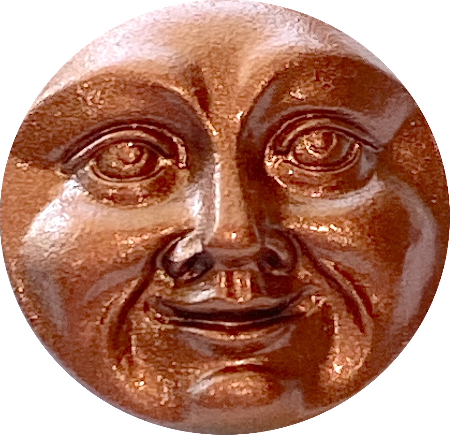 Re-Stocked, Copper Moon Face Czech Glass Button 17mm / 11/16" # CZ-288 ...