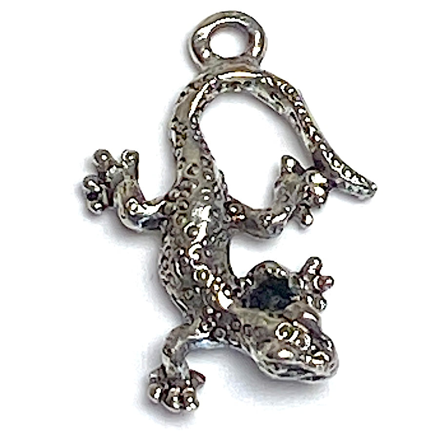 Gecko Lizard Charm/ Pendant 7/8" Pewter, Made in USA, Pack of FIVE #FJ ...