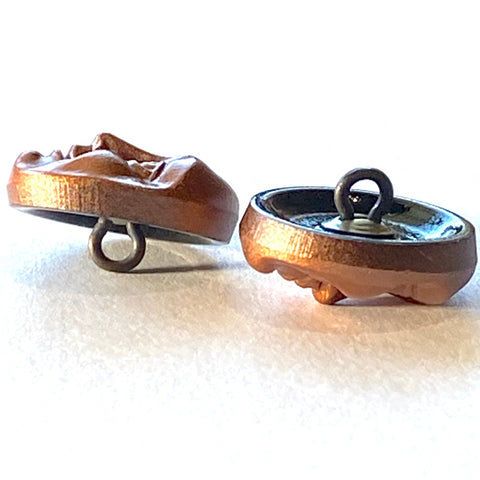 Re-Stocked, Copper Moon Face Czech Glass Button 17mm / 11/16" # CZ-288 ...