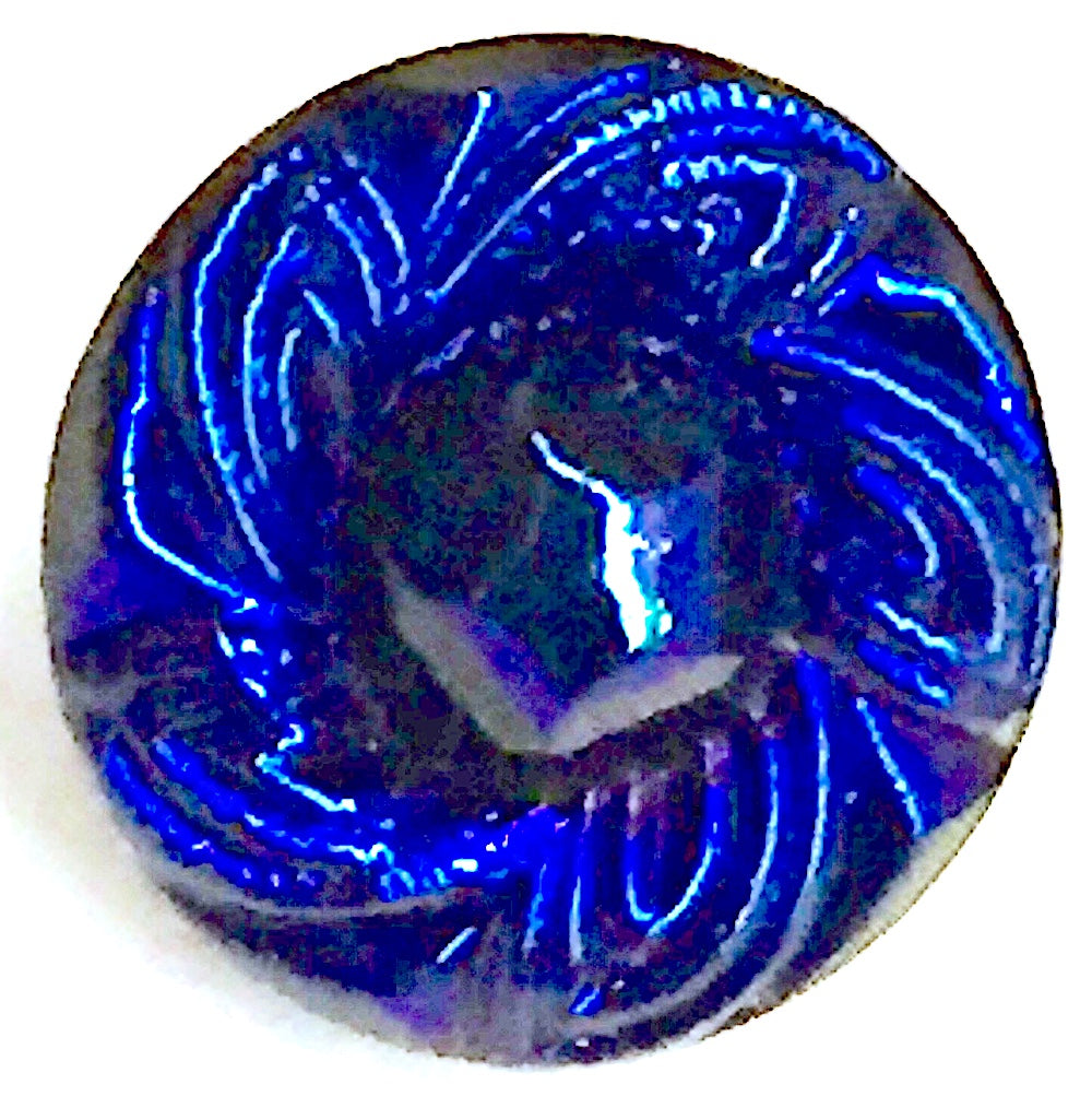 Re-Stocked Black Sapphire Swirl-Flower Czech Glass Button 1/2" 13mm #C ...