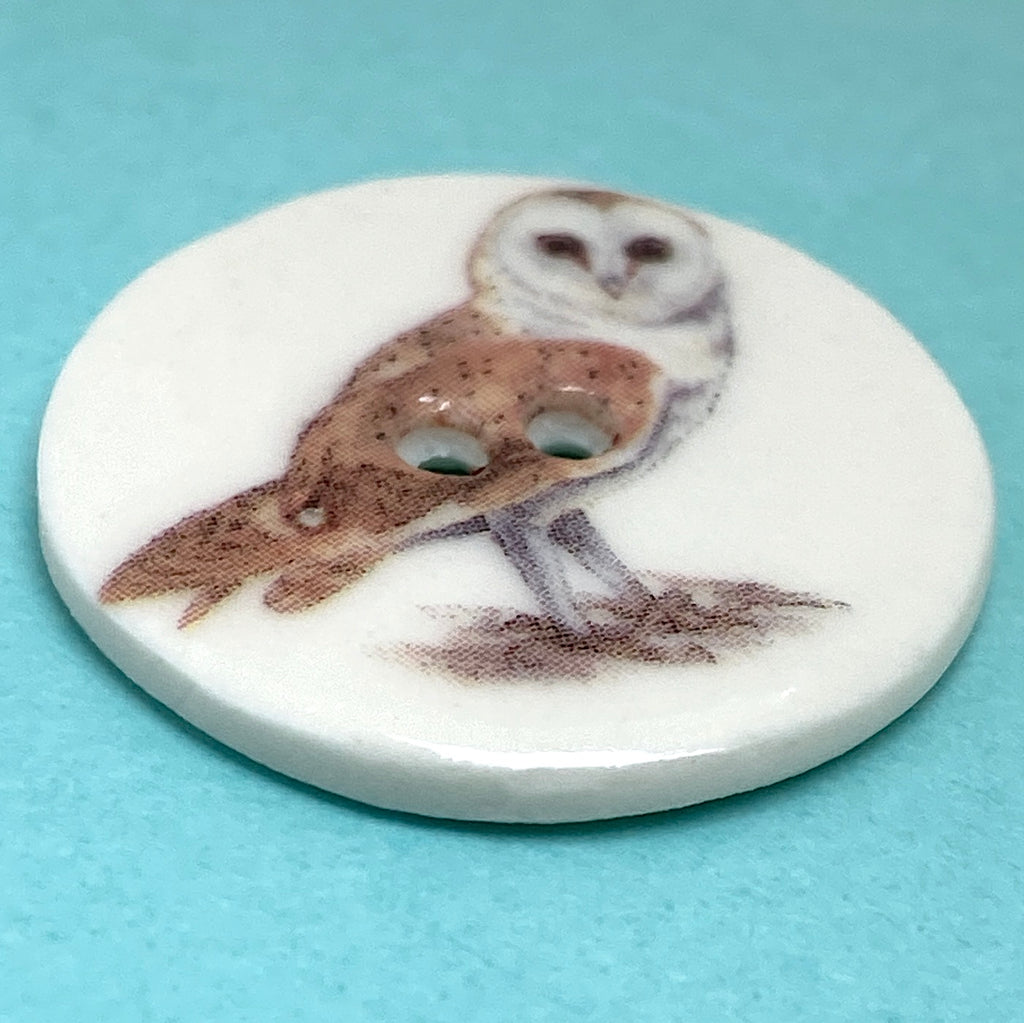 SALE, Owl Porcelain Button, 1-1/8" to 1-3/16" Artisan Ceramic 2-Holes ...