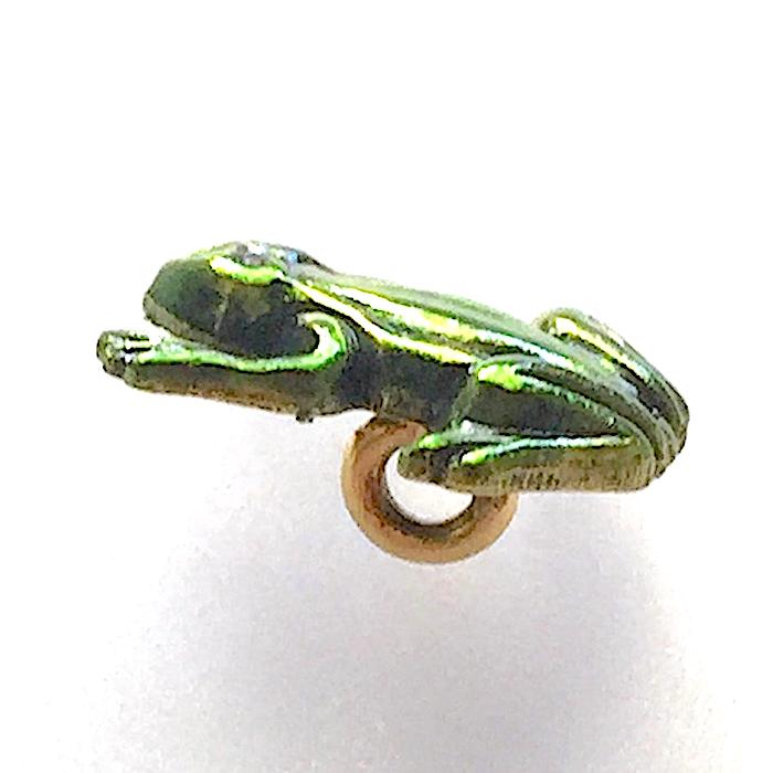 Running Low, Tiny Frog Button, Green Artisan Enamel Metal 1/2" from Su ...
